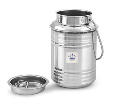 Stainless Steel Milk Can Steel Dolu Dolchi Lining Silver with Handle ...