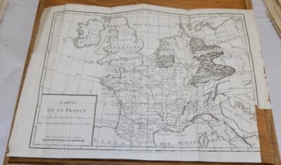 1784 Antique Map/DETAILED MAP OF FRANCE ABOUT YEAR 511, AT DEATH OF ...