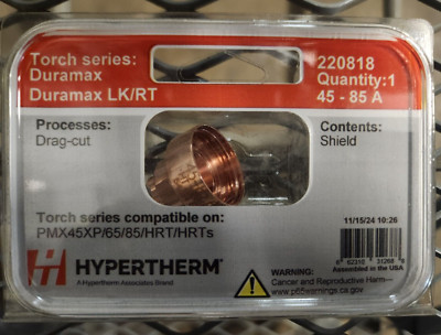 HYPERTHERM 220818 DRAG CUTTING SHIELD, PMX65/85/105 DURAMAX/LOCK 45-85A ...