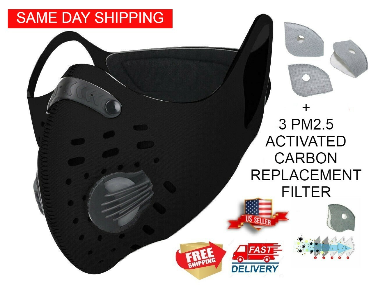 CUSTOMIZED Sports Mask w/ Filter Same Day Shipping W/ CLOSED VALVES ...