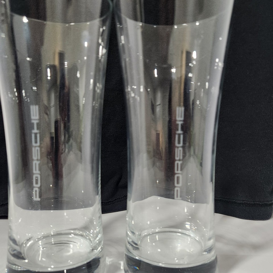 (2) Porsche BEER Glasses Cups - Made in Germany Tall Flutes - Scholl ...