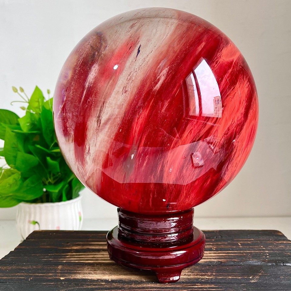 27.07LB Natural Red melting stone crystal Ball Quartz Crystal Sphere ...