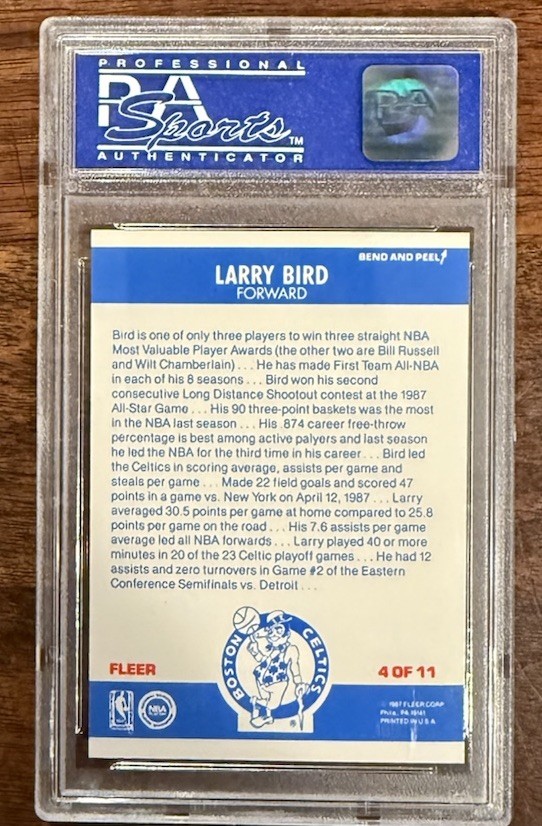 1987 FLEER BASKETBALL STICKER #4 LARRY BIRD CELTICS LEGEND PSA 9 MINT ...