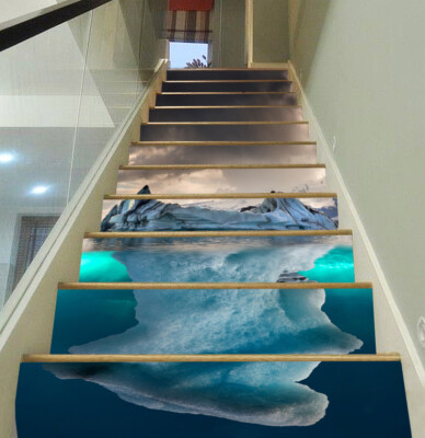 3D Iceberg Lake ZHU100 Stairs Risers Decoration Photo Mural Vinyl ...