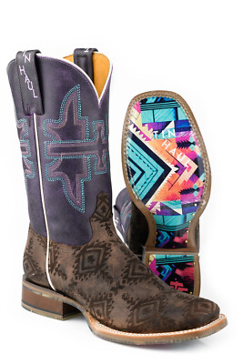 Tin Haul Womens Sizzling Aztec Purple Leather Cowboy Boots | eBay