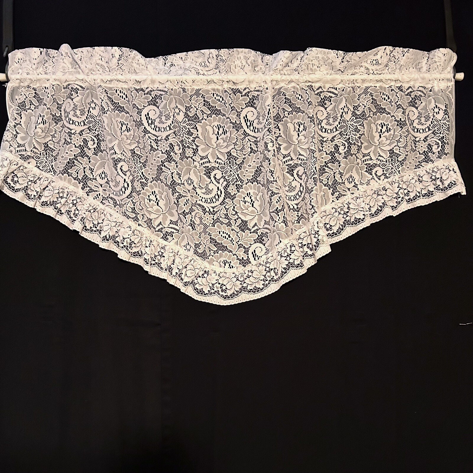 JC Penney Home Lace Festoon Valance White 48” X 22” Vintage | eBay