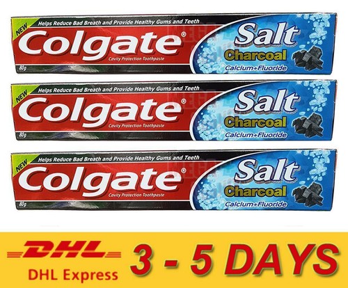 3x Colgate Salt Charcoal Calcium Fluoride Toothpaste Healthy Gums 80g ...