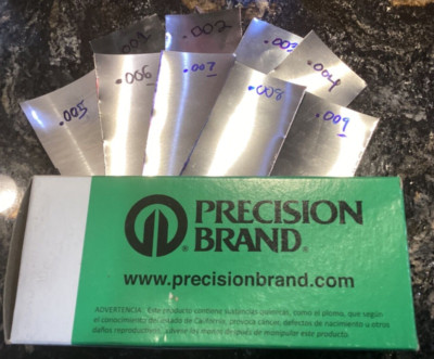 SHIM STOCK ASSORTMENT (9 SIZES .001 - .009) PRECISION BRAND STEEL | eBay