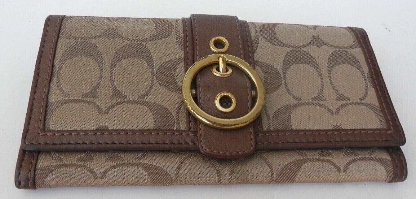 Coach Wallet In Signature Canvas Khaki - Gem