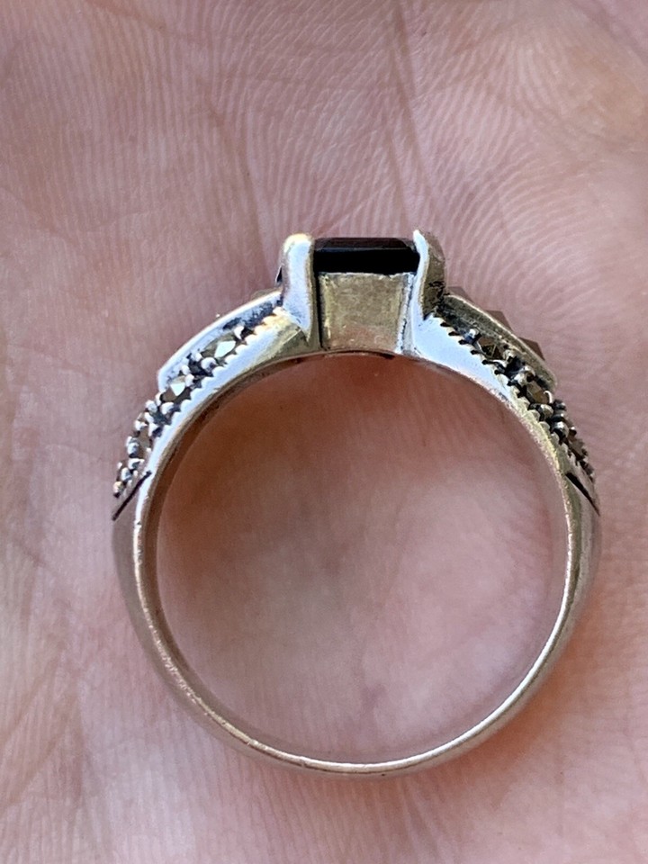 925 Sterling Silver Designer Judith Jack Marcasite And Onyx Ring | eBay