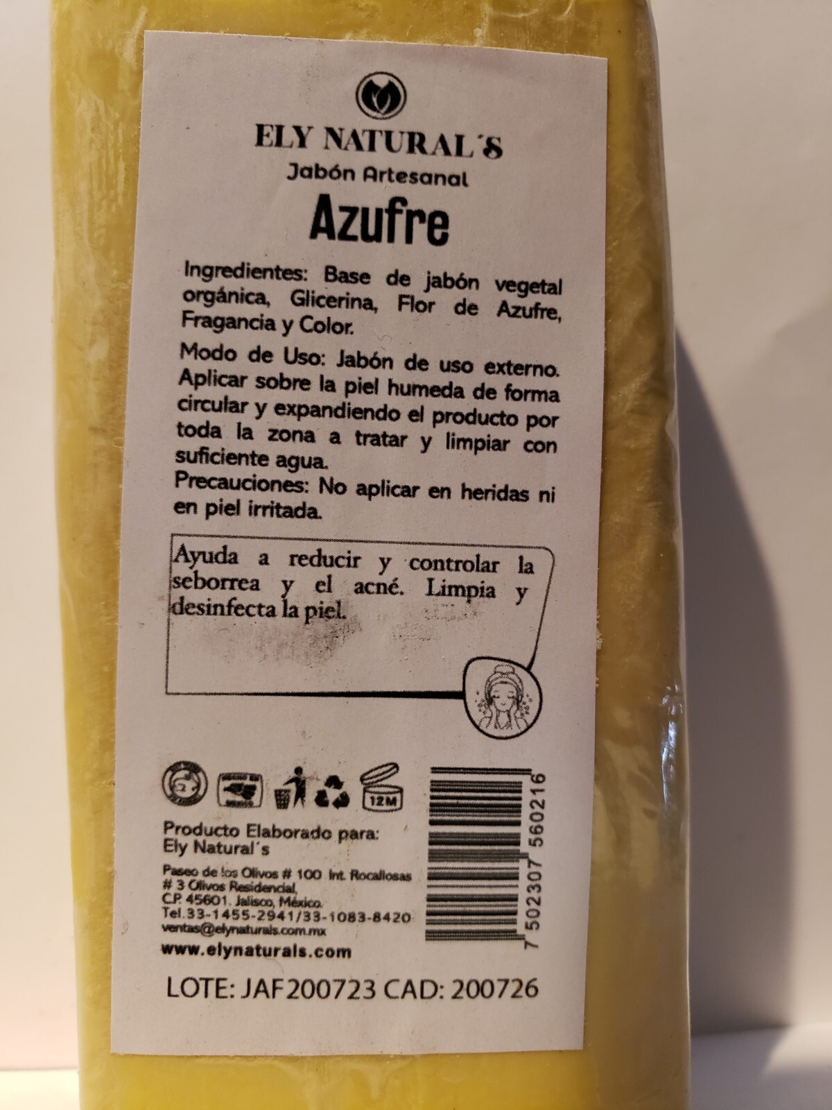 Jabon de Azufre Sulfur Soap 100grs "Antiseborreico,Acne,Cutis Graso ...