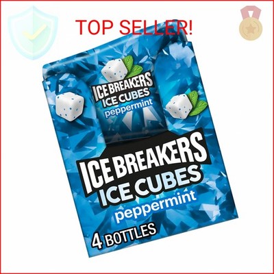 ICE BREAKERS Ice Cubes Peppermint Sugar Free Chewing Gum Bottles, 3.24 ...