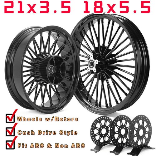 21 & 18 Fat Spoke Wheels Rims Rotors for Harley Touring Electra Glide ...