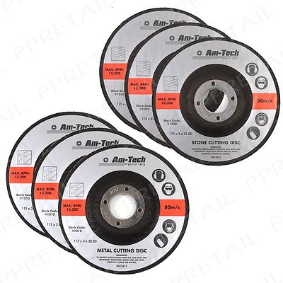 115mm Depressed Centre Cutting Discs + METAL/STONE + Professional Angle ...