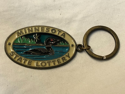 MINNESOTA STATE LOTTERY SWIMMING LOON KEYCHAIN KEY CHAIN METAL OVAL ...