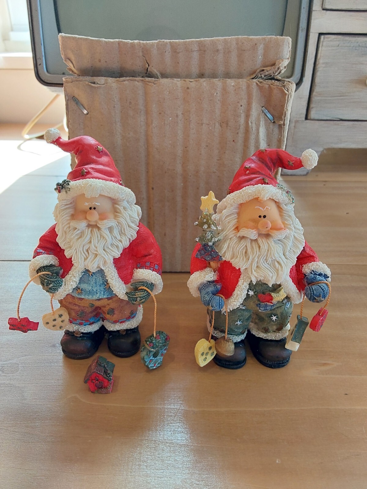 Set Of 2 Don Mechanic Enterprises 4.5" Santa Claus Christmas Figurines ...