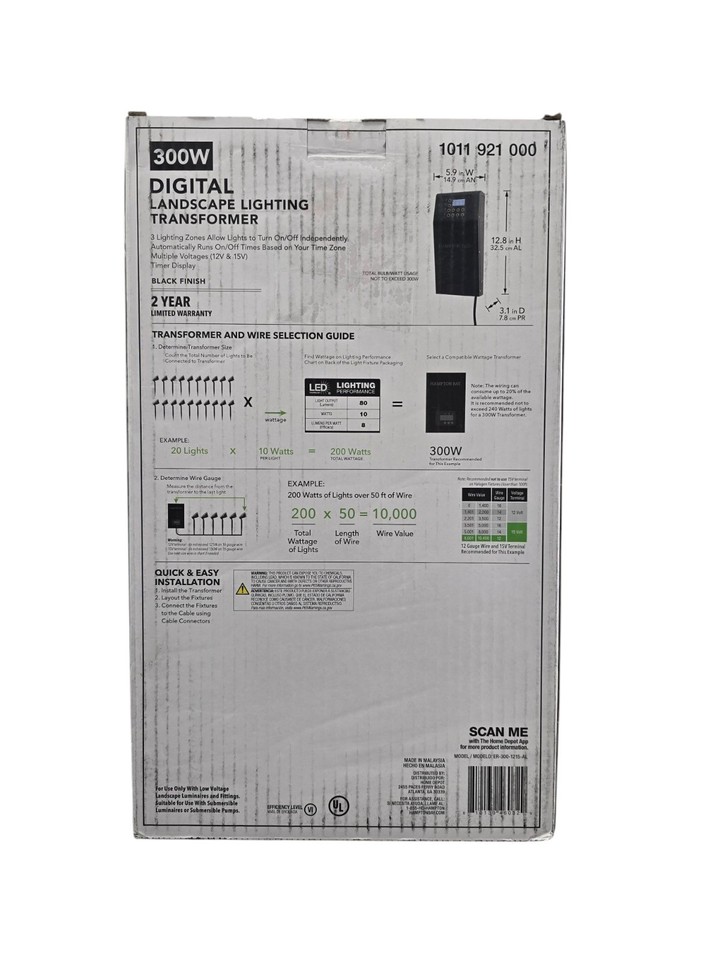 Hampton Bay ER-300-1215-AL Low Voltage 300W Astro Housing Landscape ...