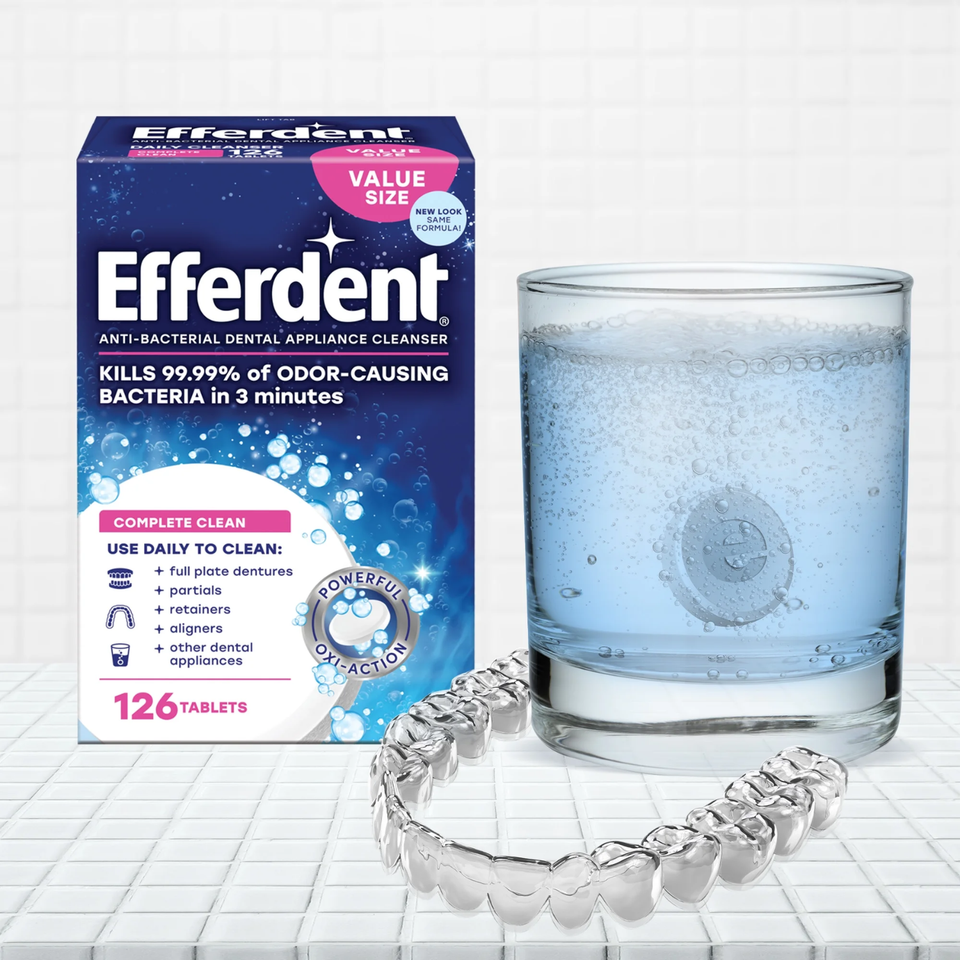 Efferdent Retainer & Denture Cleaner Tablets, Complete Clean, 126 Count ...