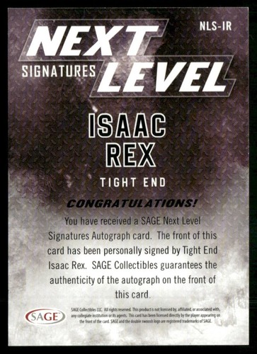 2022 Sage Next Level Auto Red Isaac Rex #NLS-IR JJ1 | eBay