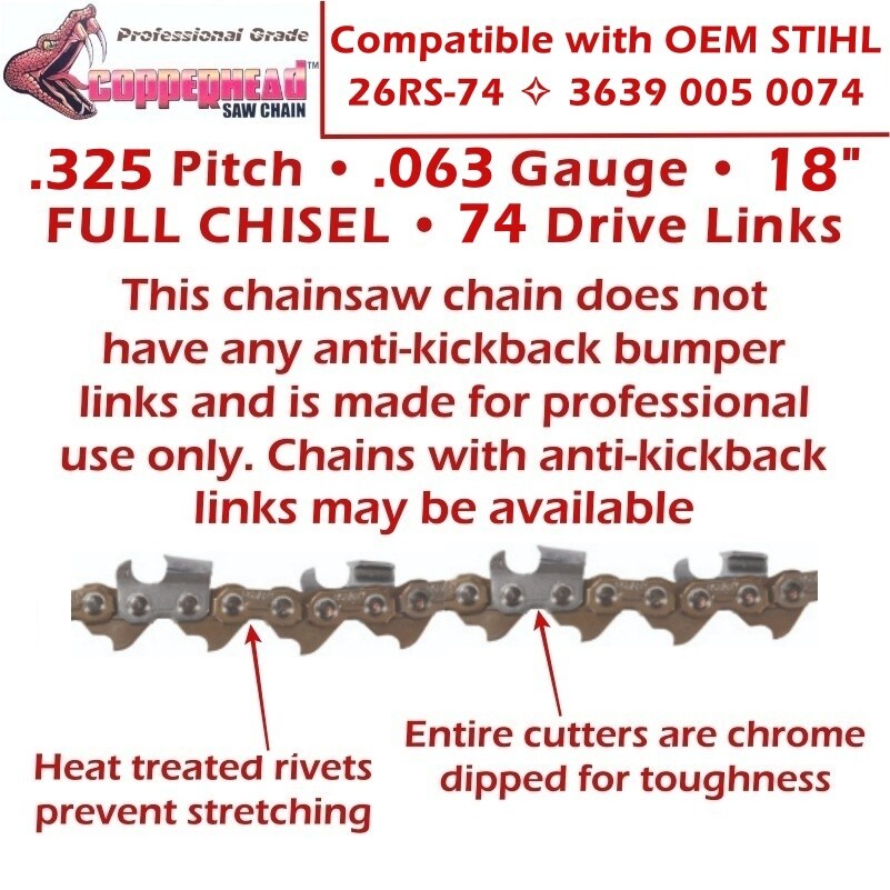 COPPERHEAD 18" BAR & PRO CHAIN FOR STIHL MS271 MS260 MS290 26RS-74 3003 ...
