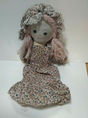 Antique Rag Doll In Calico Dress And Bonnet | eBay