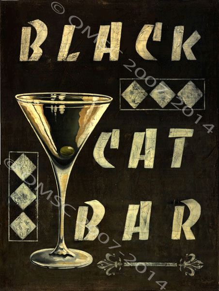 Black Cat Bar Metal Sign, Martini Glass, Retro Bar Den Deco | eBay