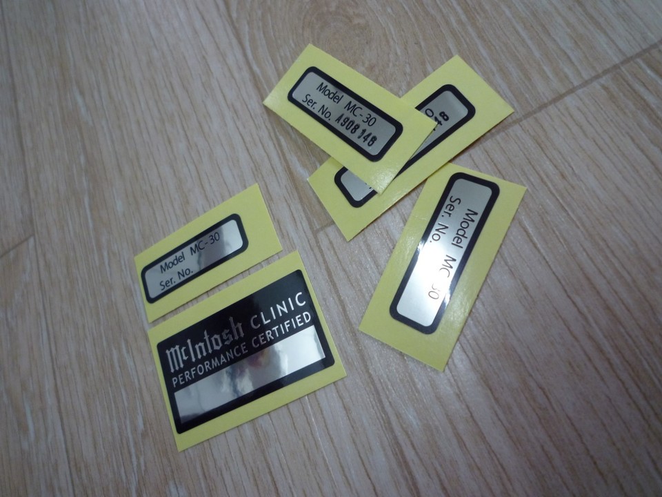 For McINTOSH MC30 CLINIC CERTIFIED and SIDE SERIAL NUMBER DECALS LABELS ...