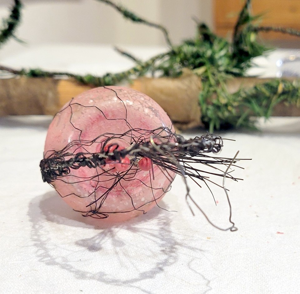 Wire-wrapped Pink Pacifier, with Red Berries. Early 1900s German Glass ...