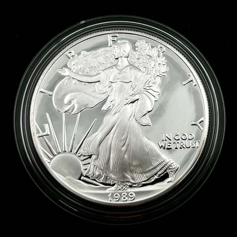 1989-S American Eagle Dollar 1oz 999 Fine Silver Proof Coin in OGP Box ...