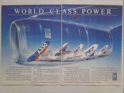 1989-90 PUB ROLLS-ROYCE RB211 TRENT AIRBUS A330 MD-11 BOEING 747 767 ...