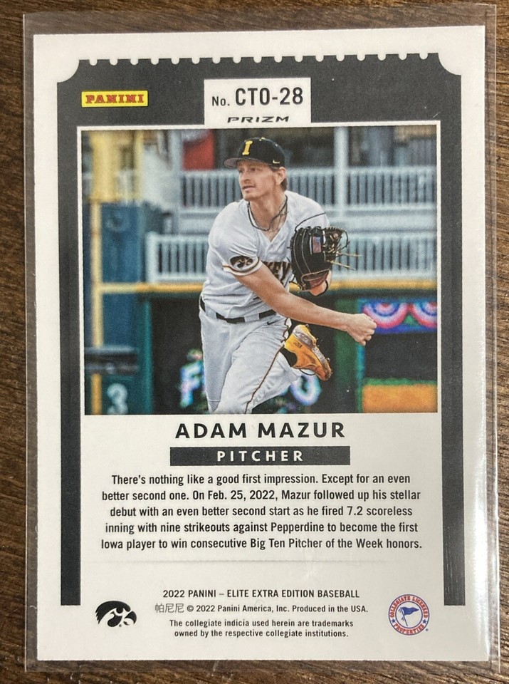 Adam Mazur 2022 Elite Extra Edition Contenders Optic College Ticket CTO ...