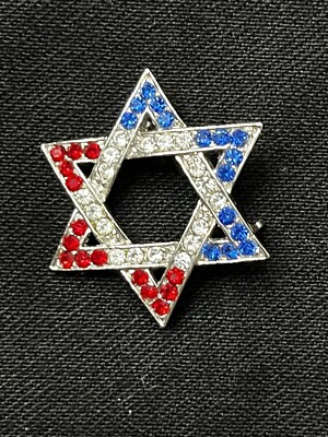 Star of David Pin/Brooch with Blue and Red Stones | eBay