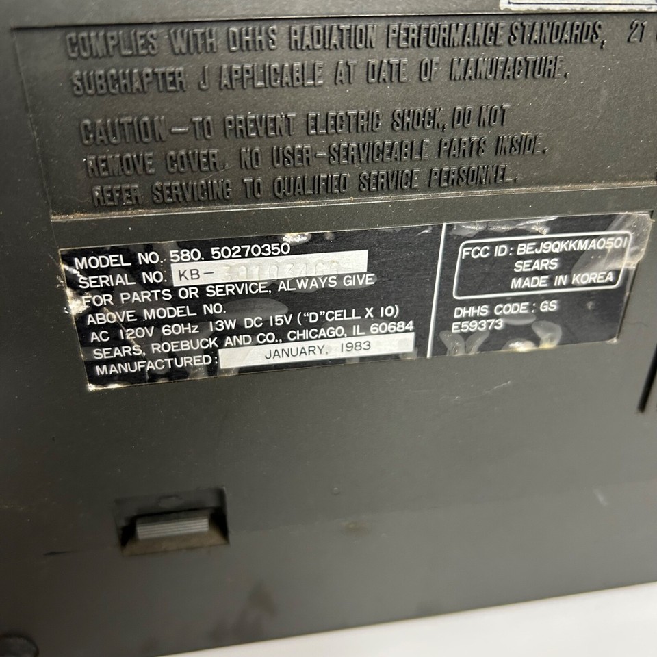 Sears Portable Television TV Radio AM/FM PSB Receiver 580.50270350 ...