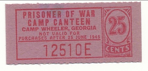 USA WWII POW Camp Chit GA-8-2-25 Wheeler, GA 25 Cents Prisoner of War ...