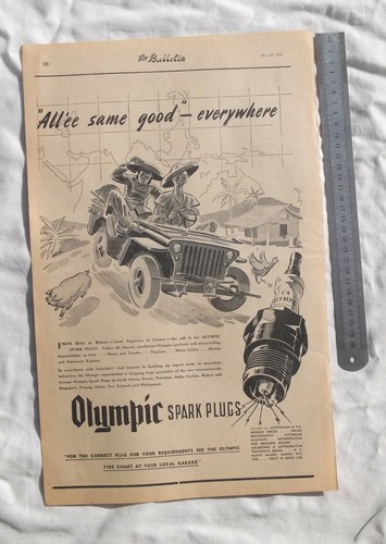 Olympic Spark Plugs Full Page Advertisement from a 1946 Newspaper Plug ...