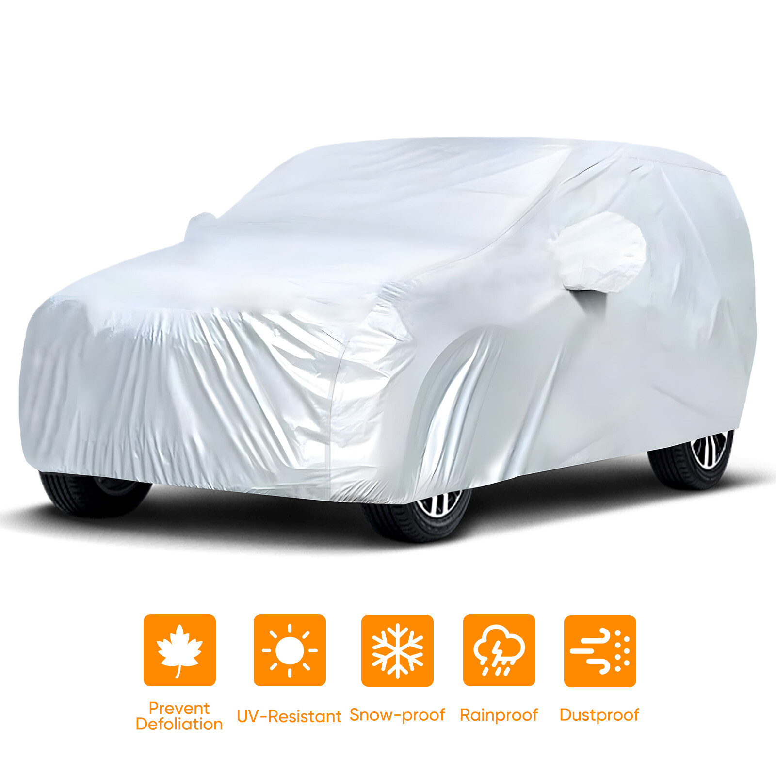 4.8M Full Car Cover In/Outdoor Dust UV Sun Snow Protection Silver Fit ...