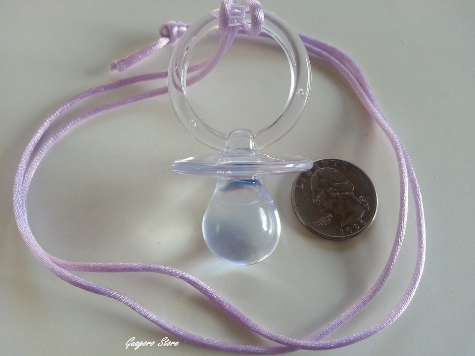 Large 2-1/2"Clear Pacifier Necklaces Baby Shower Game Favors Decor U ...