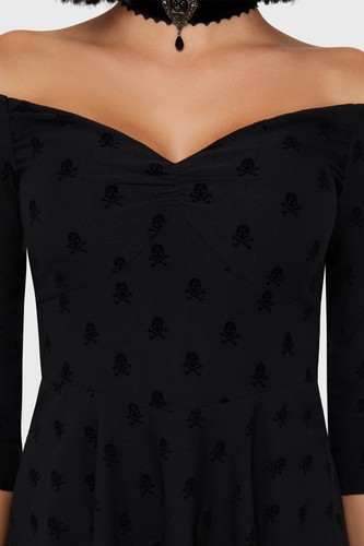 Killstar Voodoo Darling Midi Dress Womens Black Off Shoulder Neck Goth ...