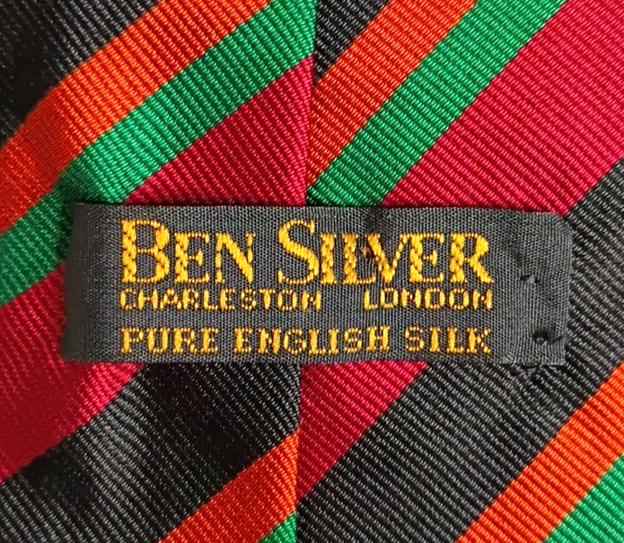 Ben Silver Woven Tie w 'Red/Black/Green/Orange Stripe' Design..3.5in ...
