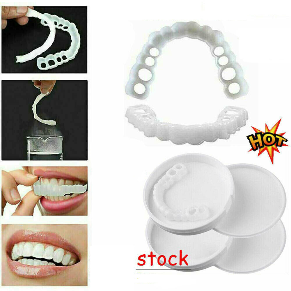 Smile Snap On Upper＆Bottom Set False Teeth Denture Dental Tooth Cover ...