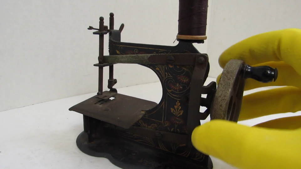Vintage Miniature Toy Sewing Machine From Germany Working View Video ...