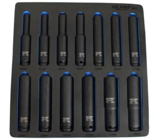 US PRO Industrial Extra Deep Impact Socket Set 1/2"Dr 13pc 10mm - 24mm ...