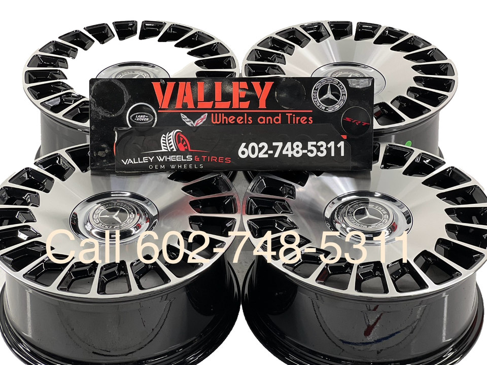 19" MERCEDES MAYBACH RIMS WHEEL FLOATING CAPS 5X112MM BLACK MACHINED ...