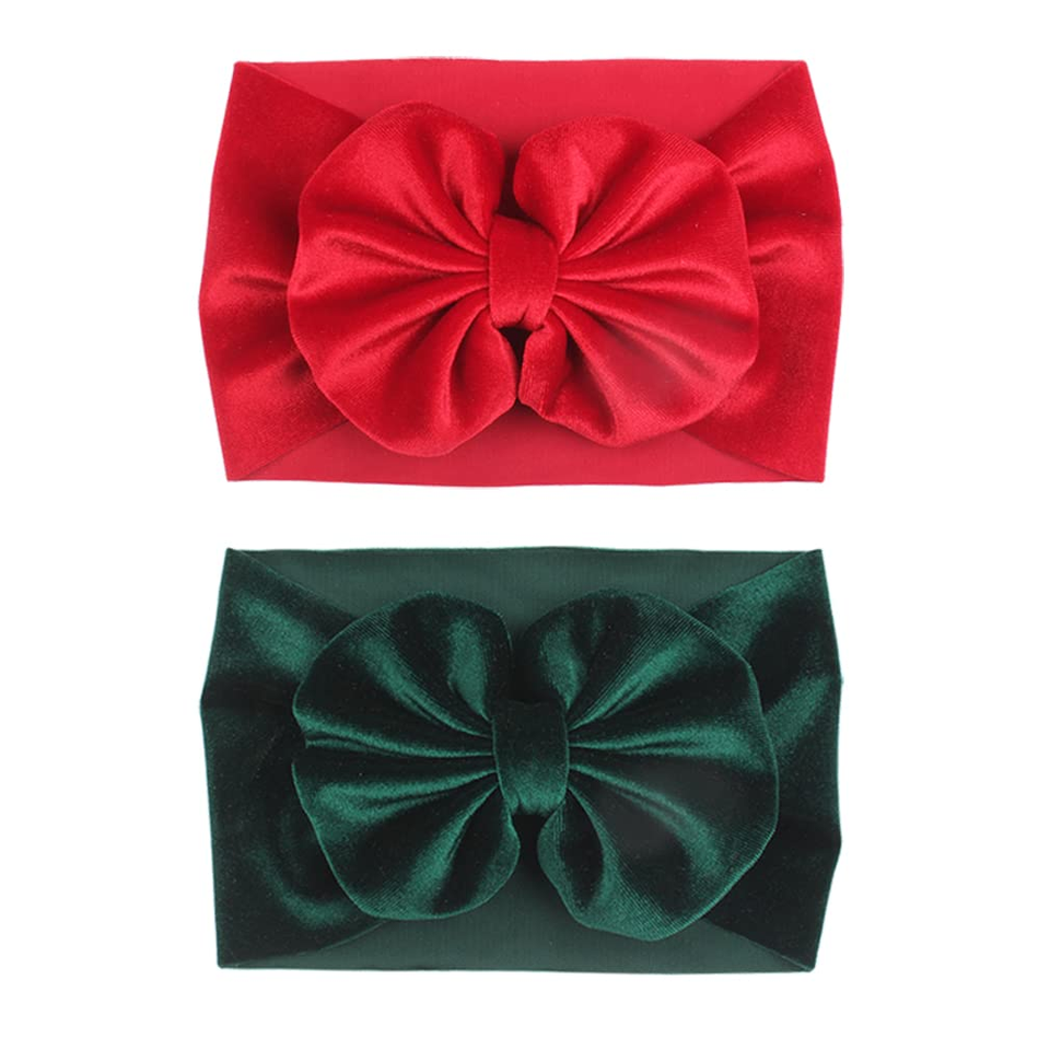 Baby Girl Bows Christmas Velvet Baby Headbands Big Baby Bows Wide Head ...