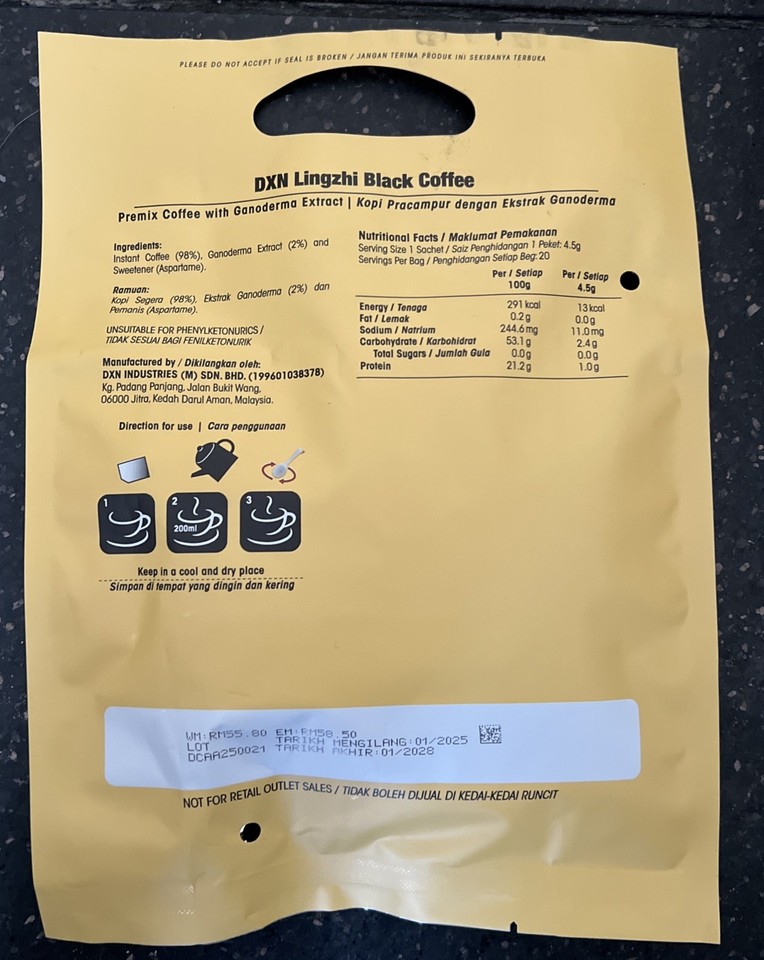 DXN Coffee Lingzhi Black Coffee Ganoderma ( 20 Sachets ) | eBay