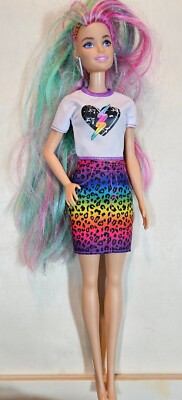 Barbie Leopard Cheetah Rainbow Hair Doll Shaved Hair Millie Face C342G ...