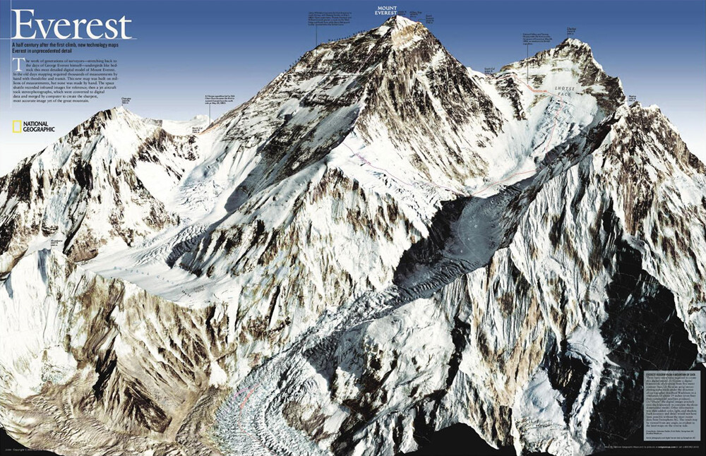 Vintage Maps Of Mount Everest From National Geographic