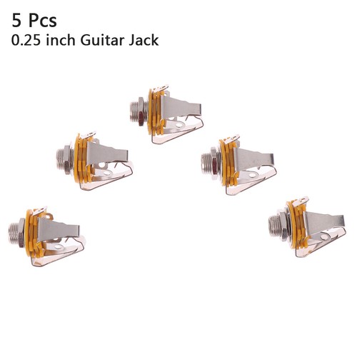 5 x 1/4 inch Metal Guitar Jack Socket Connector Female Panel Mount Bass ...