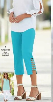 size 6 Euro Crop Capri pant turquoise by Monroe and Main new | eBay