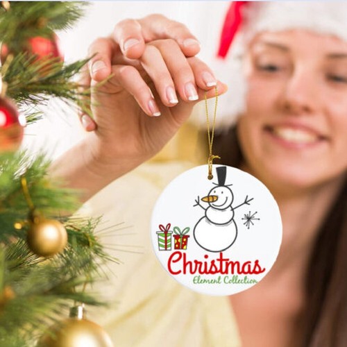 10Pcs Sublimation Circle Christmas Decor 7cm Blank Ceramic Hanging ...